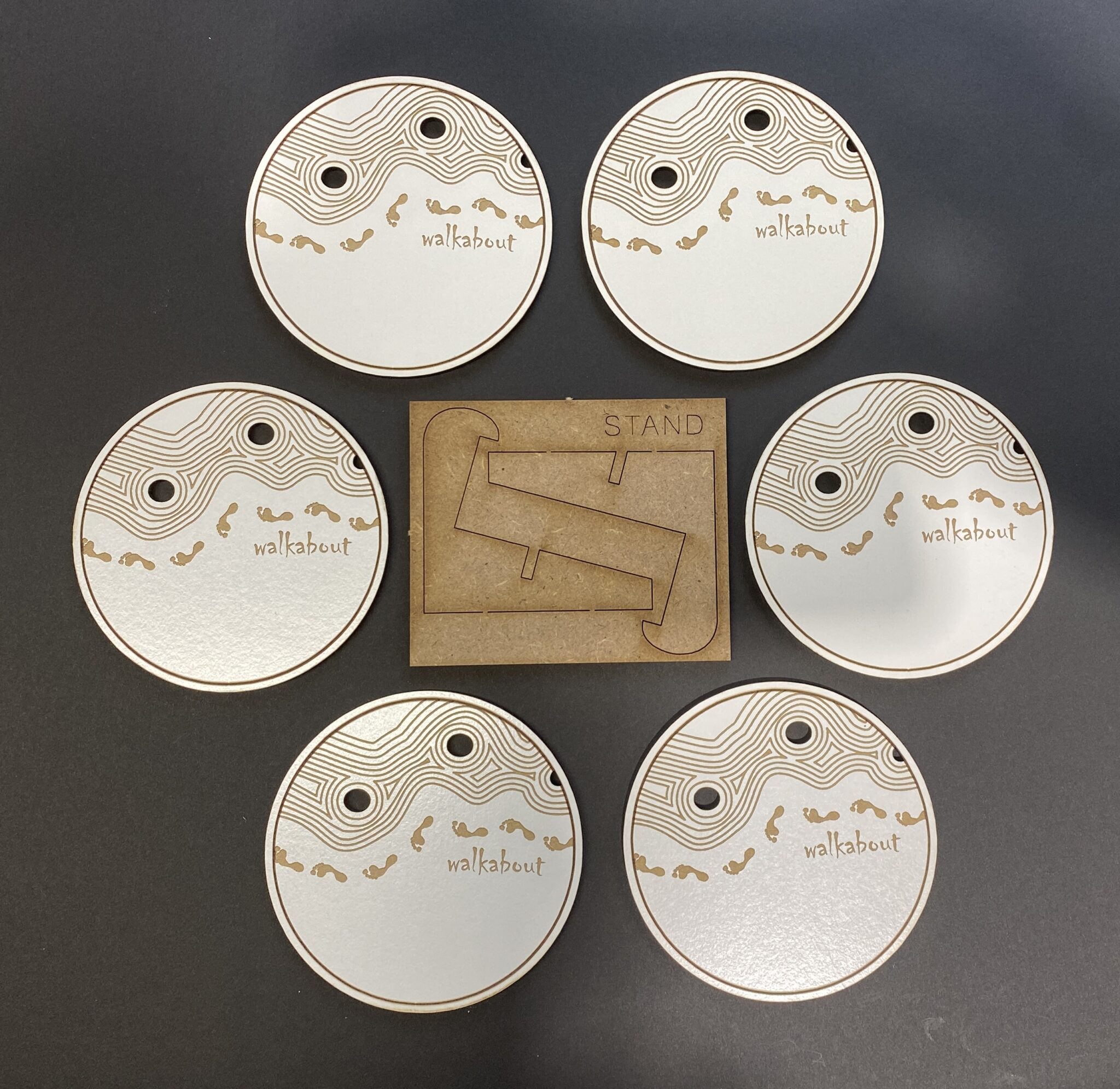(CWTF) Set of 6 White Coasters complete with stand & Boxed. Design ...